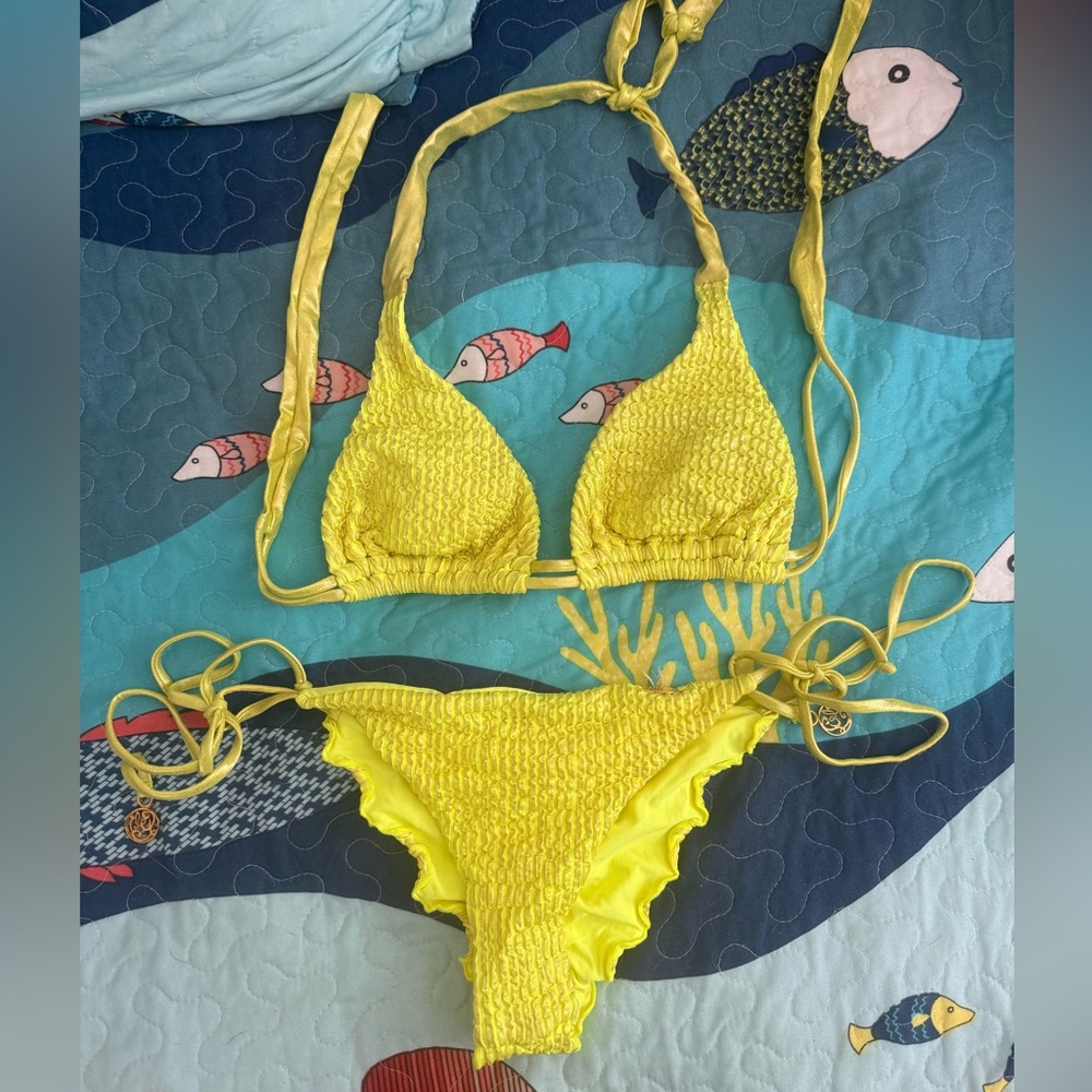 Luli Fama Textured Bikini Set - Gem